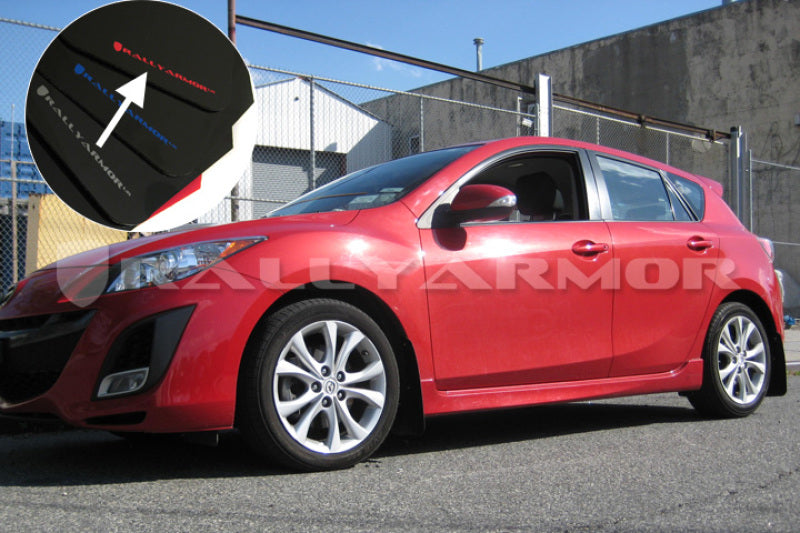 Rally Armor 10-13 Mazda3/Speed3 (Hatch/Sedan) Black UR Mud Flap w/Red ...