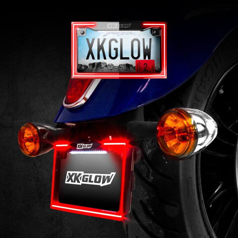 XK Glow Motorcycle License Plate Frame Light w/ Turn Signal - Black ...
