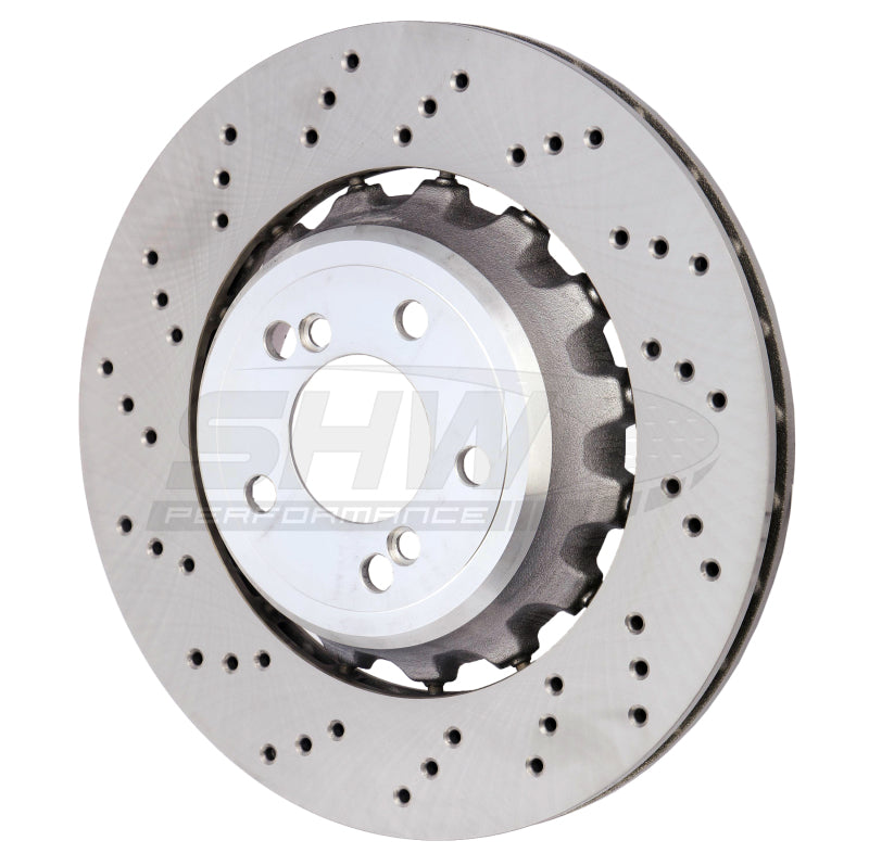 SHW 15-18 BMW M3 3.0L Left Rear Cross-Drilled Lightweight Brake Rotor ...