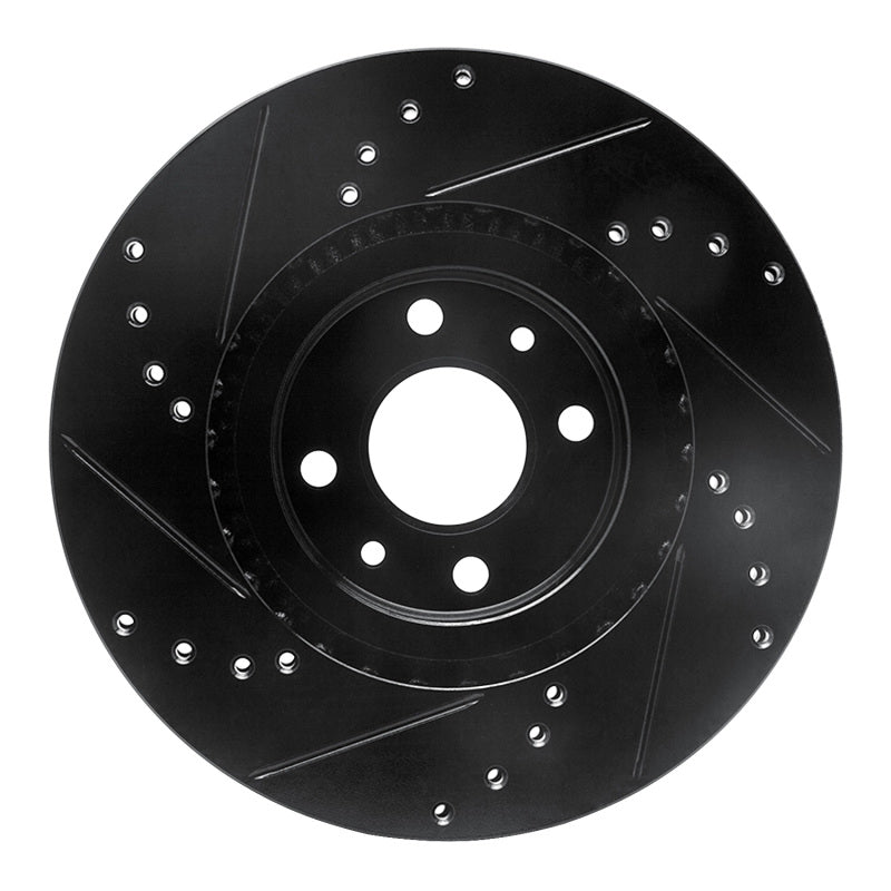 R1 2012-2019 Fiat 500E Front Right Drilled & Slotted Black Brake Rotor ...